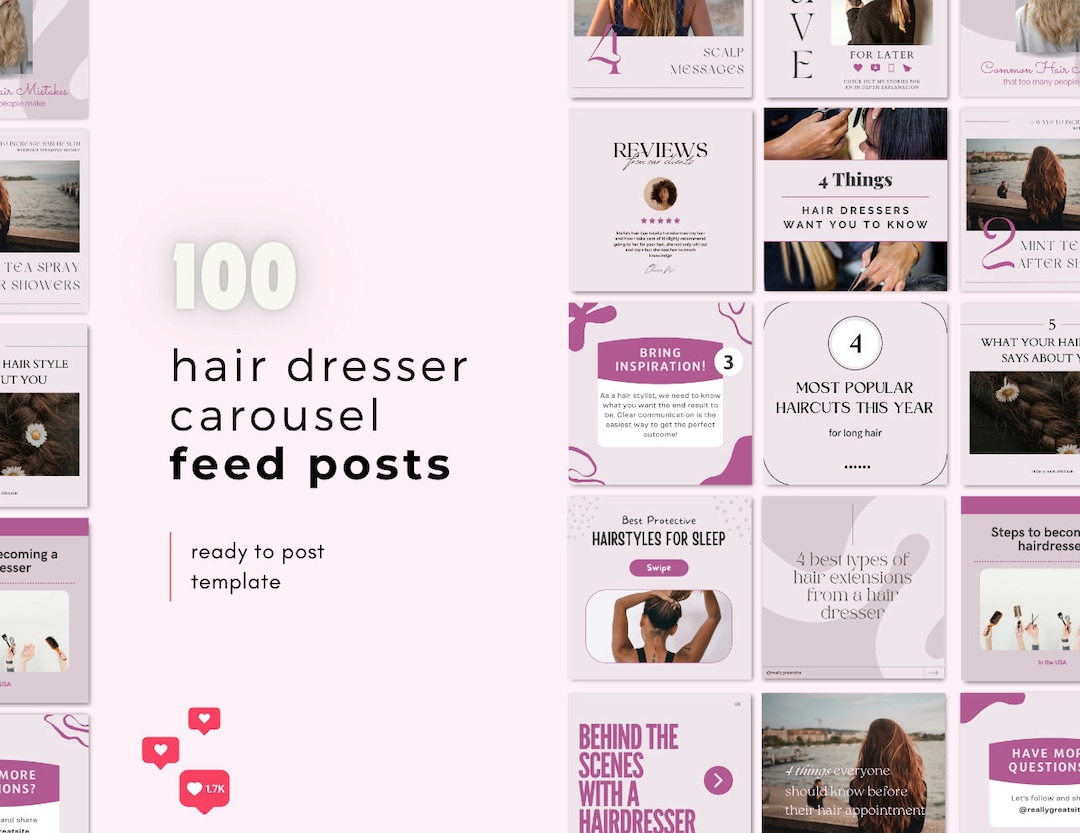 Pink Hairdresser Carousel Instagram Templates | Hair Stylist Hair Salon ...