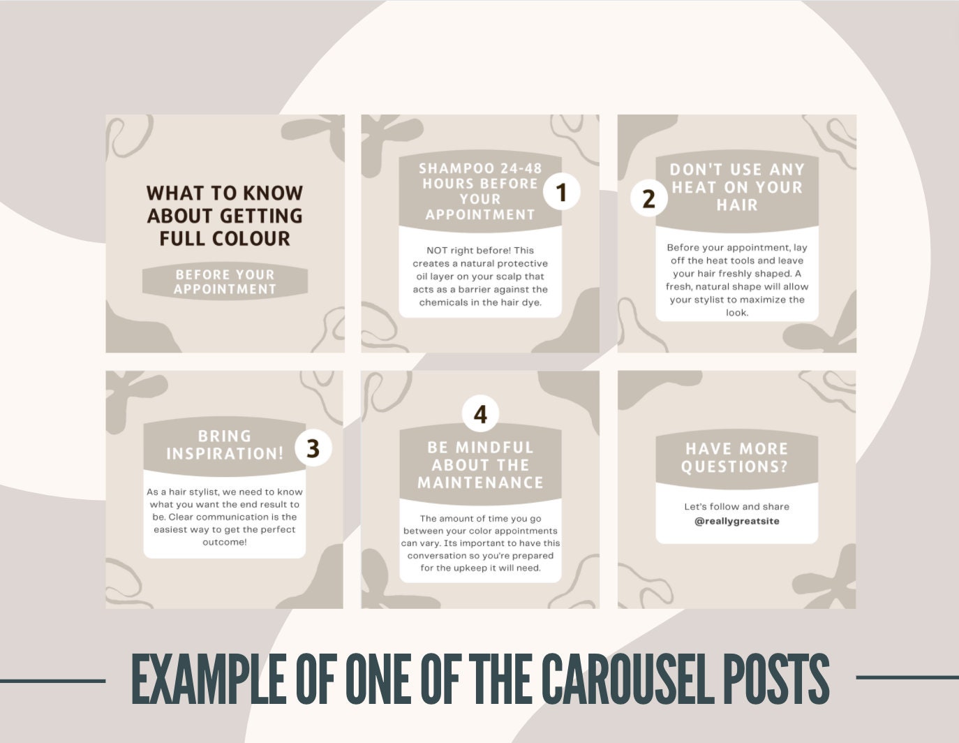 Neutral Hairdresser Carousel Instagram Feed Templates Hair Stylist Hair ...