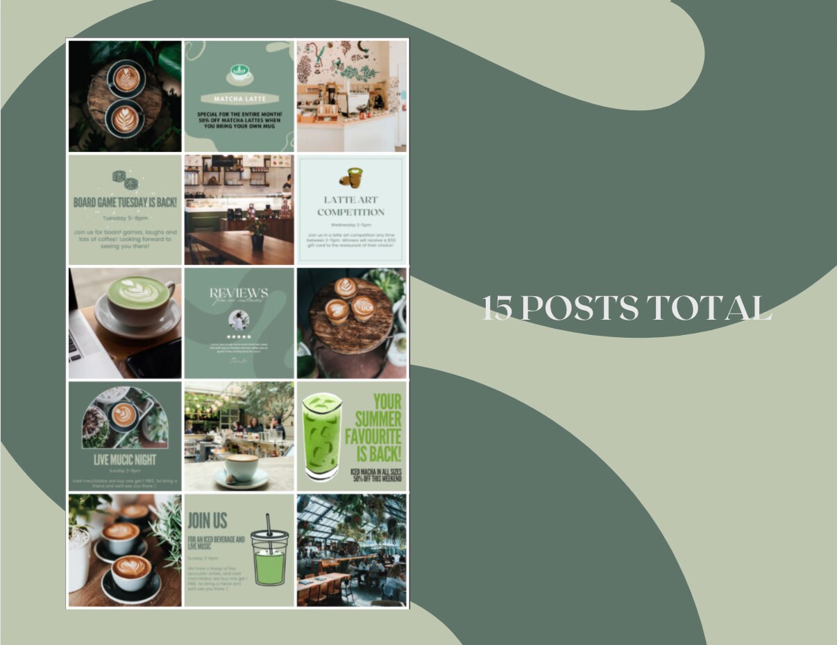 Coffee Shop Feed Posts Cafe Instagram Marketing Neutral - Etsy