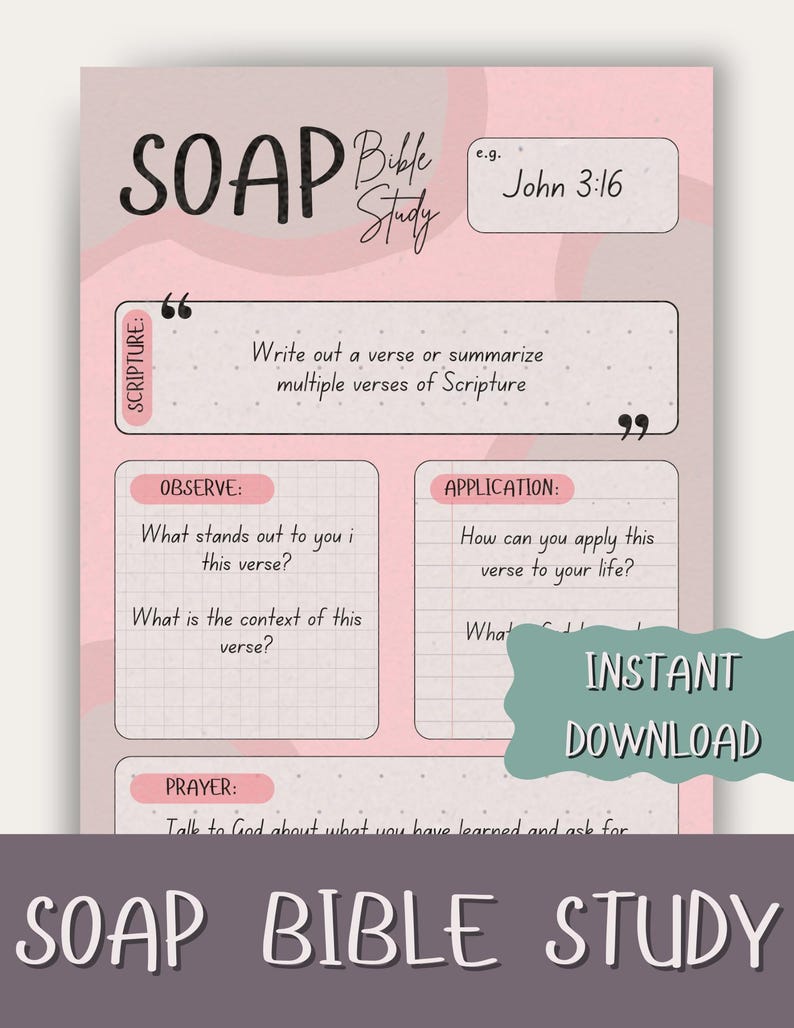 Bible Study Template, Soap Method Bible Study, Digital Download - Etsy