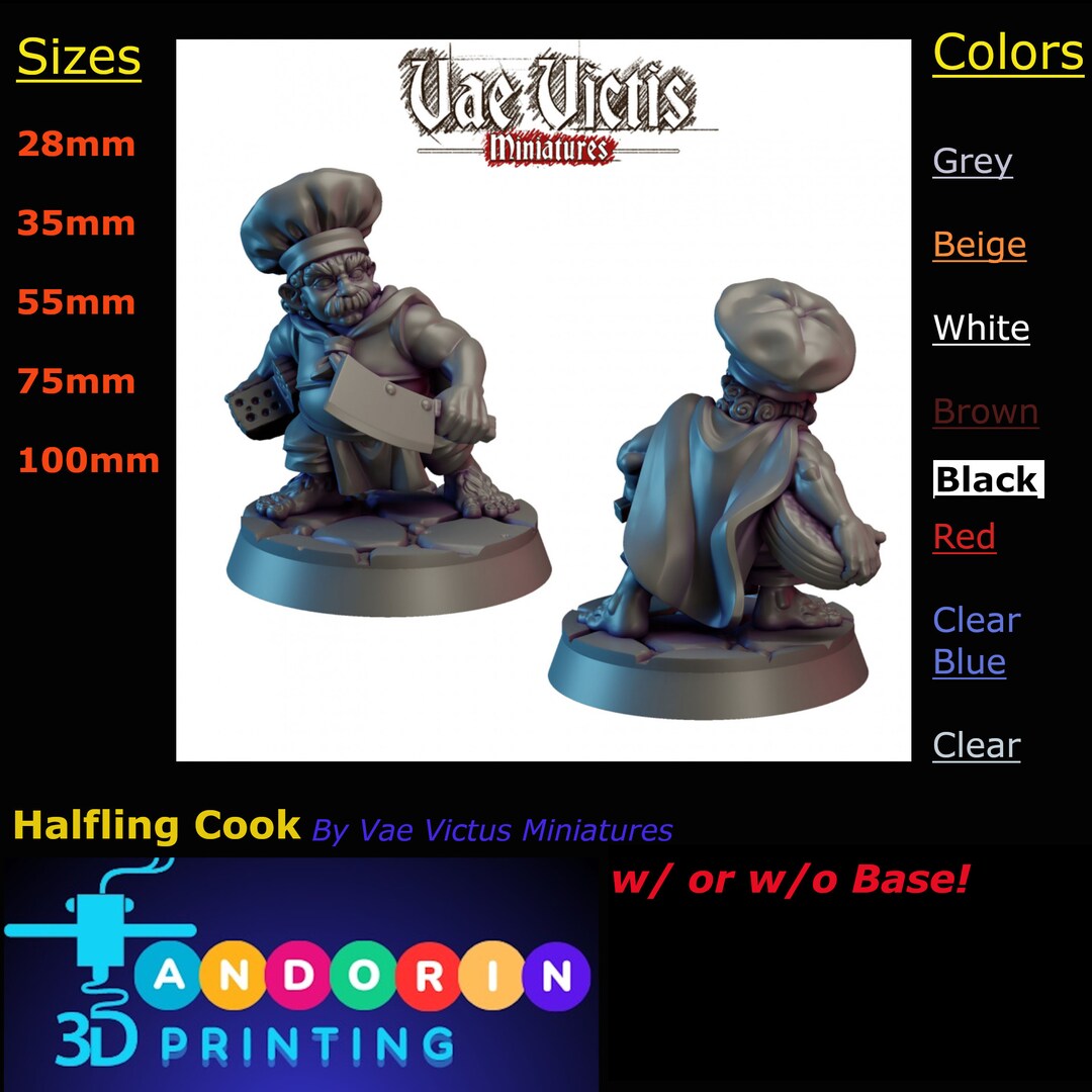Halfling Cook 3D Resin Printed Mini by Vae Victis Miniatures Dungeons ...