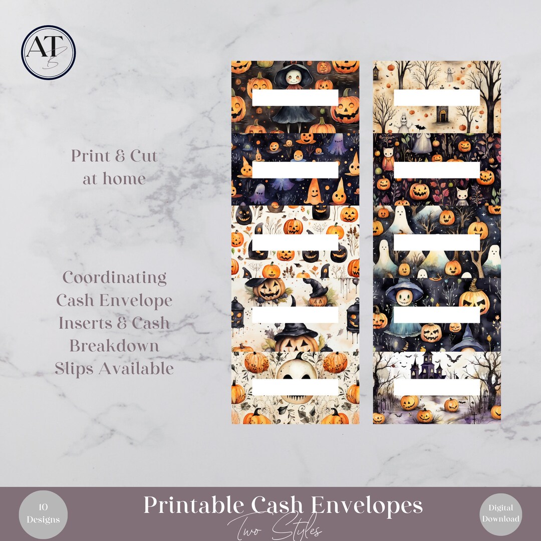 Printable Cash Envelopes, Digital Download, Watercolor Halloween ...