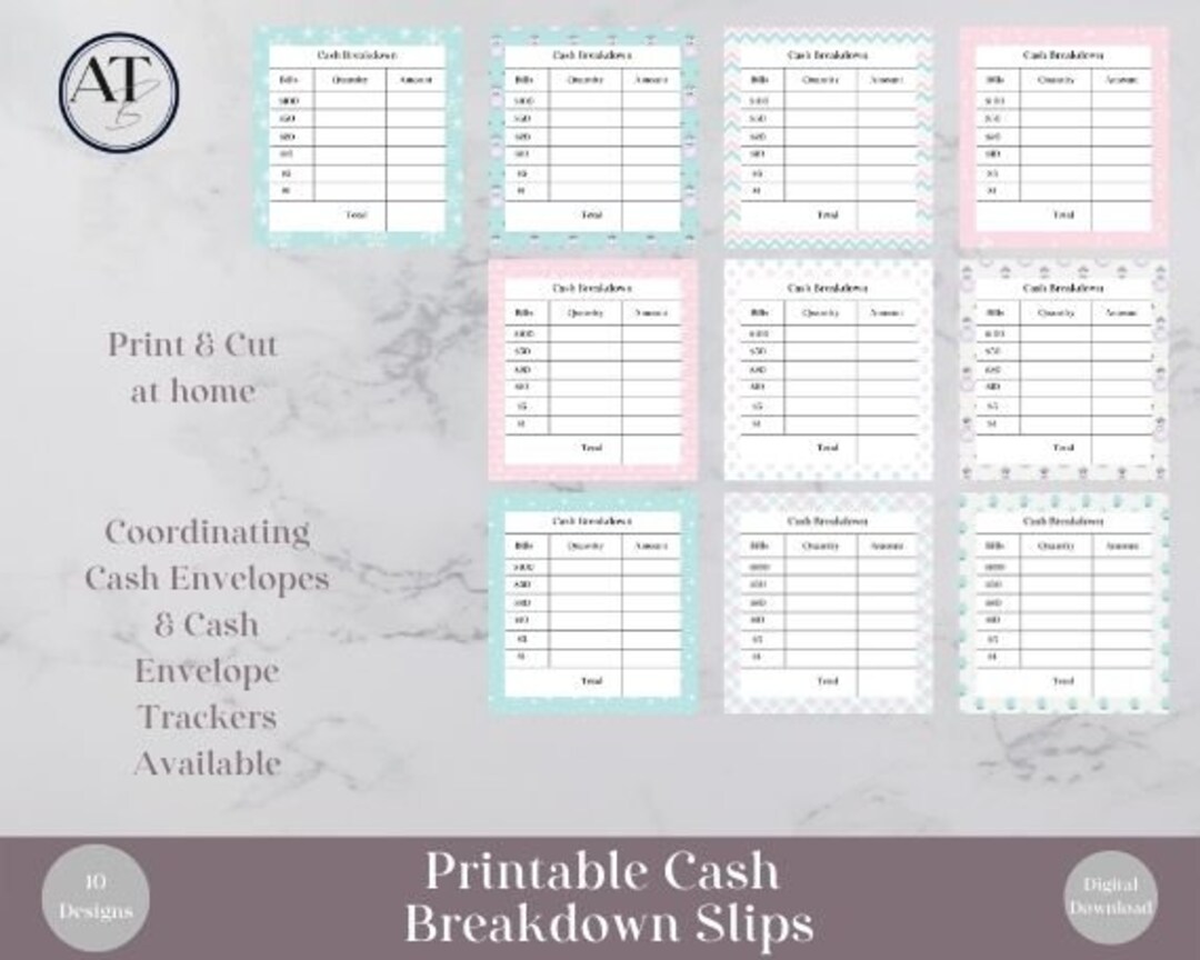 Printable Cash Breakdown Slips Digital Download Winter - Etsy