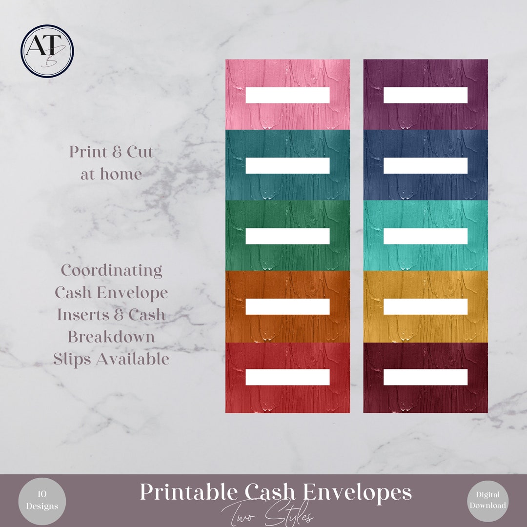 Printable Cash Envelopes, Digital Download, Thick Paint Texture Designs ...