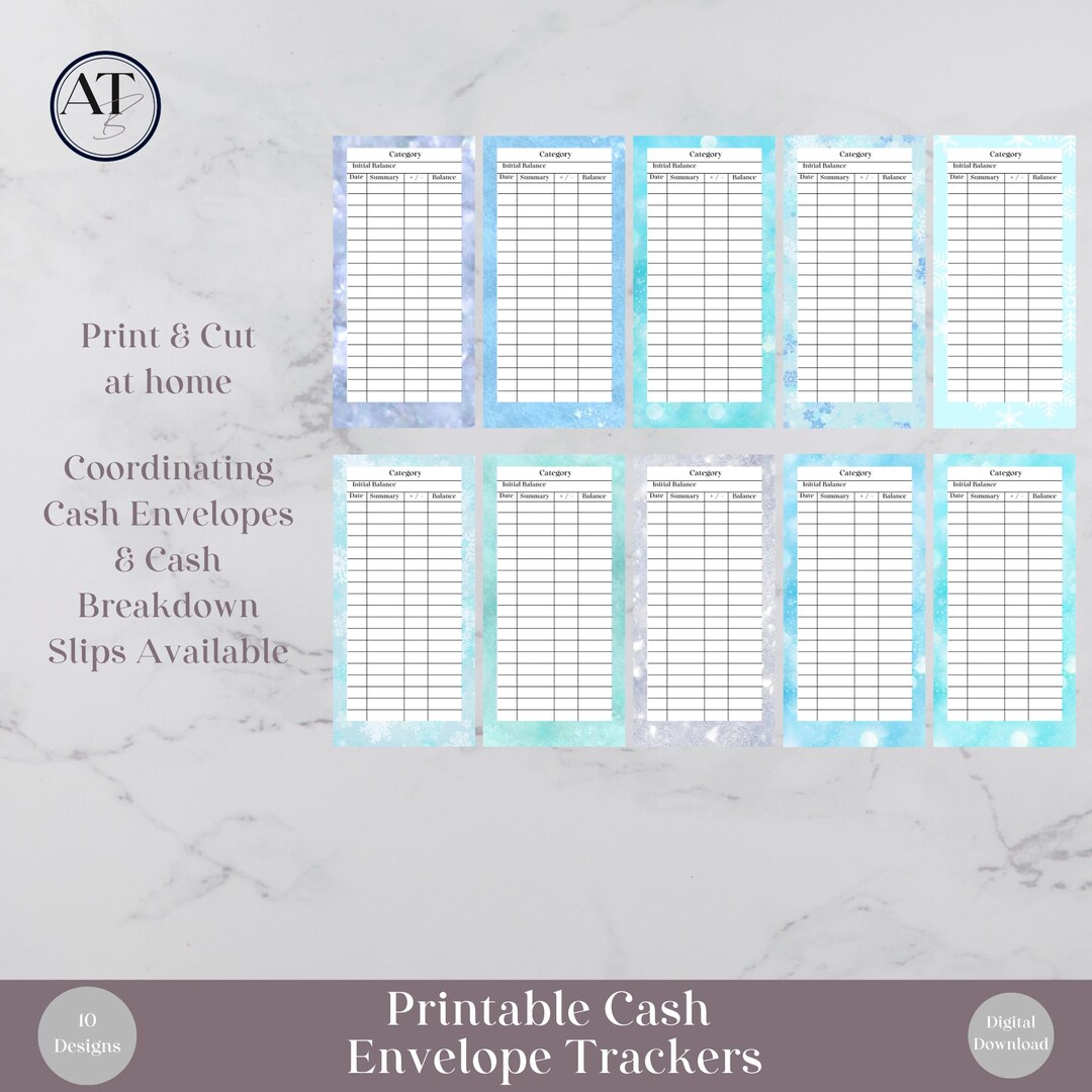 Printable Cash Envelope Trackers, Digital Download, Frozen Winter ...