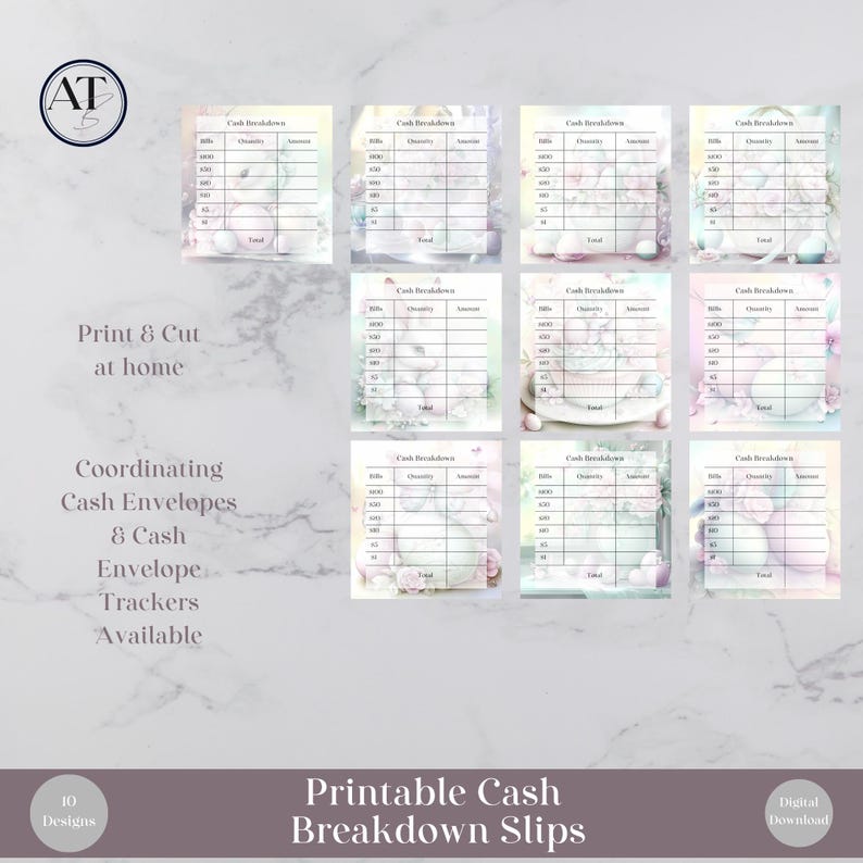 Printable Cash Breakdown Slips, Pastel Easter Designs (digital Download ...