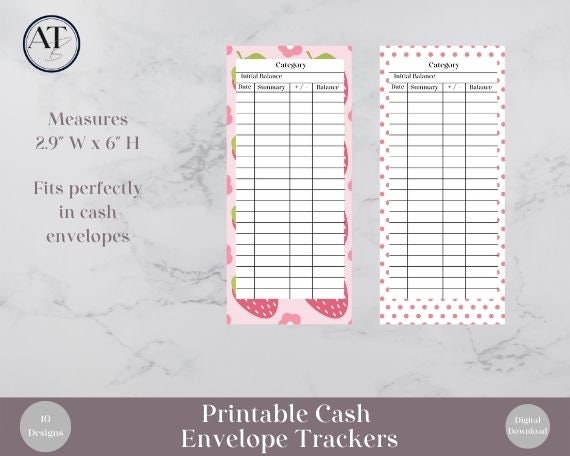 Printable Cash Envelope Trackers Digital Download Strawberry - Etsy