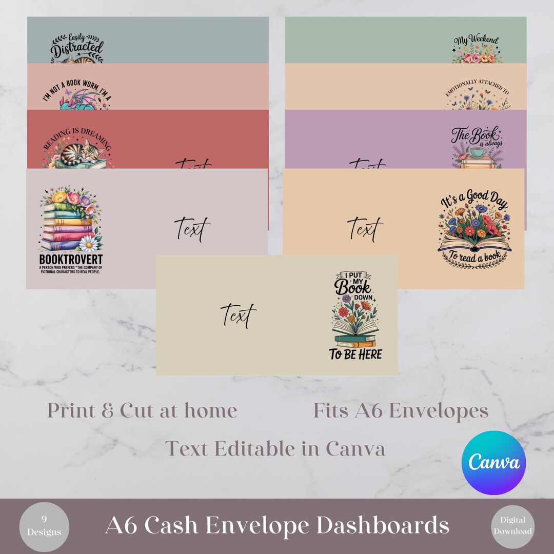 Books Cash Envelope Dashboard Template, A6 Budgeting (digital Download ...