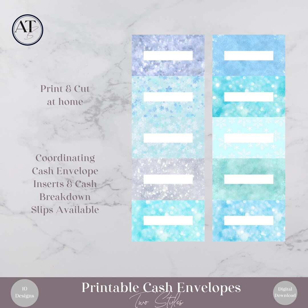 Printable Cash Envelopes, Digital Download, Frozen Winter Designs, 2 ...