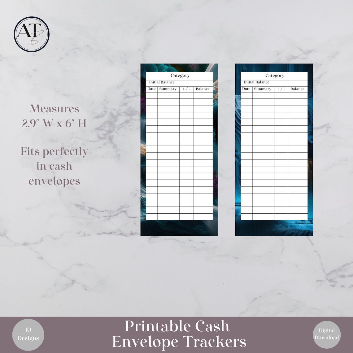 Printable Cash Envelope Trackers, Digital Download, Edens Waterfall ...