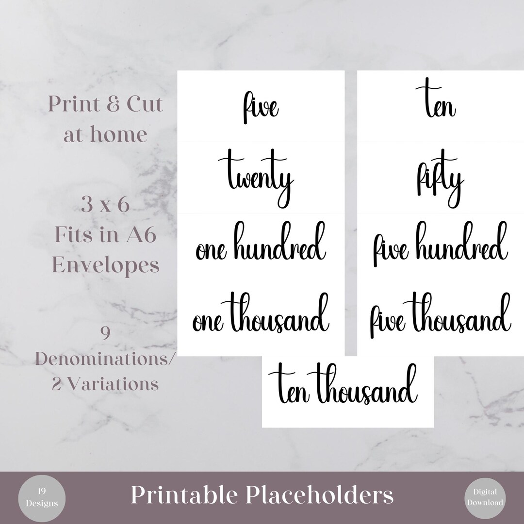 Cash Stuffing Printable | Money Placeholder Bundle, Budget Binder ...
