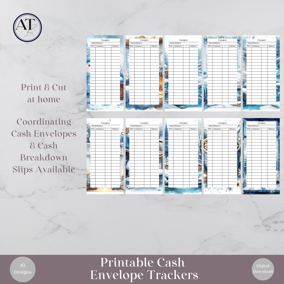 Winter Cash Envelope Trackers Printable Budget Inserts Digital