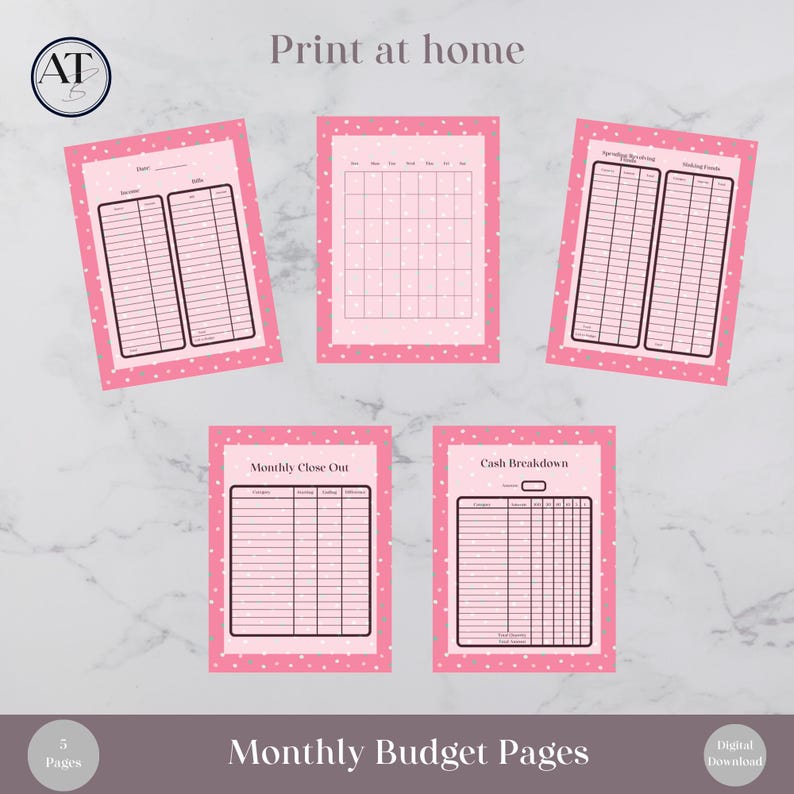 Printable Monthly Budget Kit, Digital Download, Pastel Watermelon ...