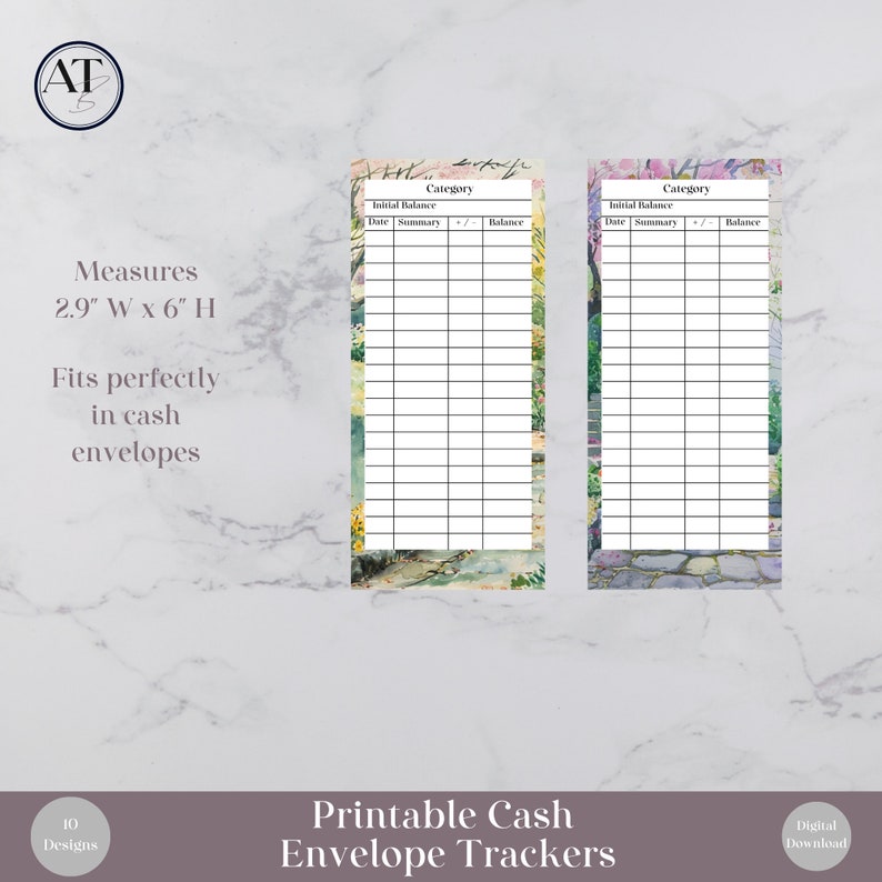 Printable Cash Envelope Trackers, Digital Download, Watercolor Spring ...