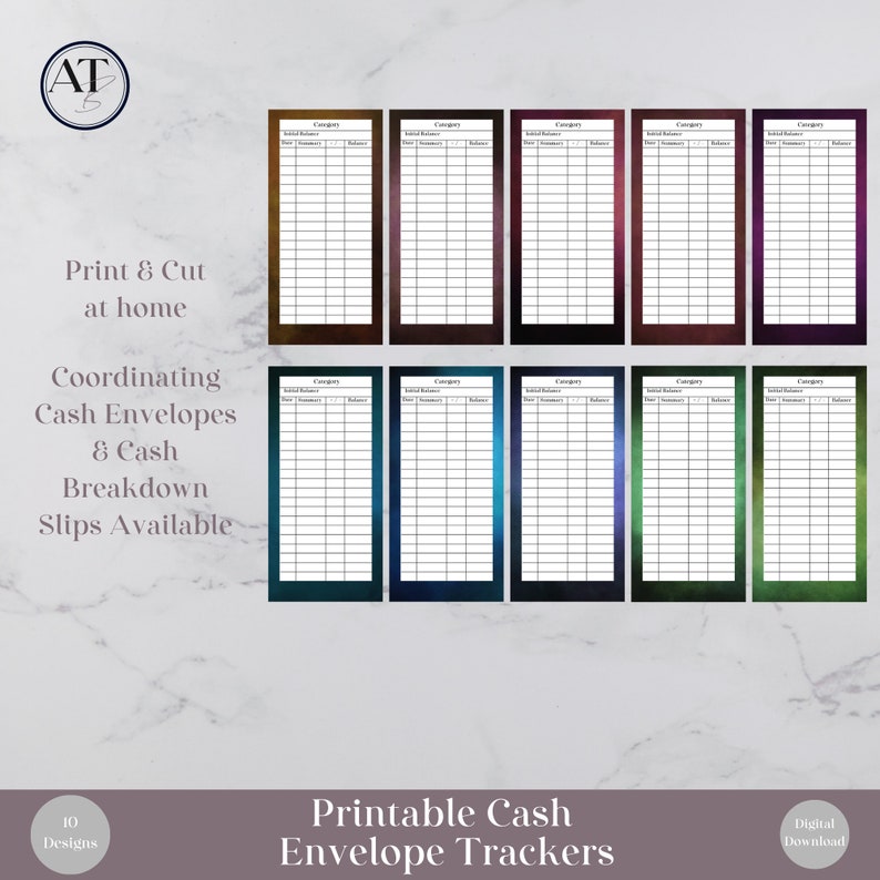 Printable Cash Envelope Trackers, Digital Download, Galaxies Designs ...