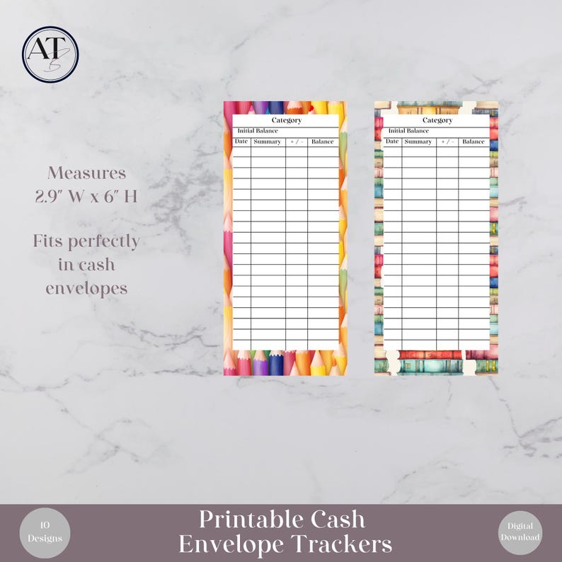 Printable Cash Envelope Trackers, Digital Download, Back to School ...