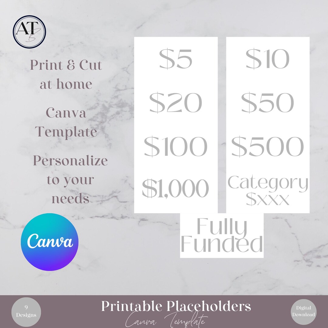 Customizable Canva Template for Cash Envelope Placeholder Slips ...