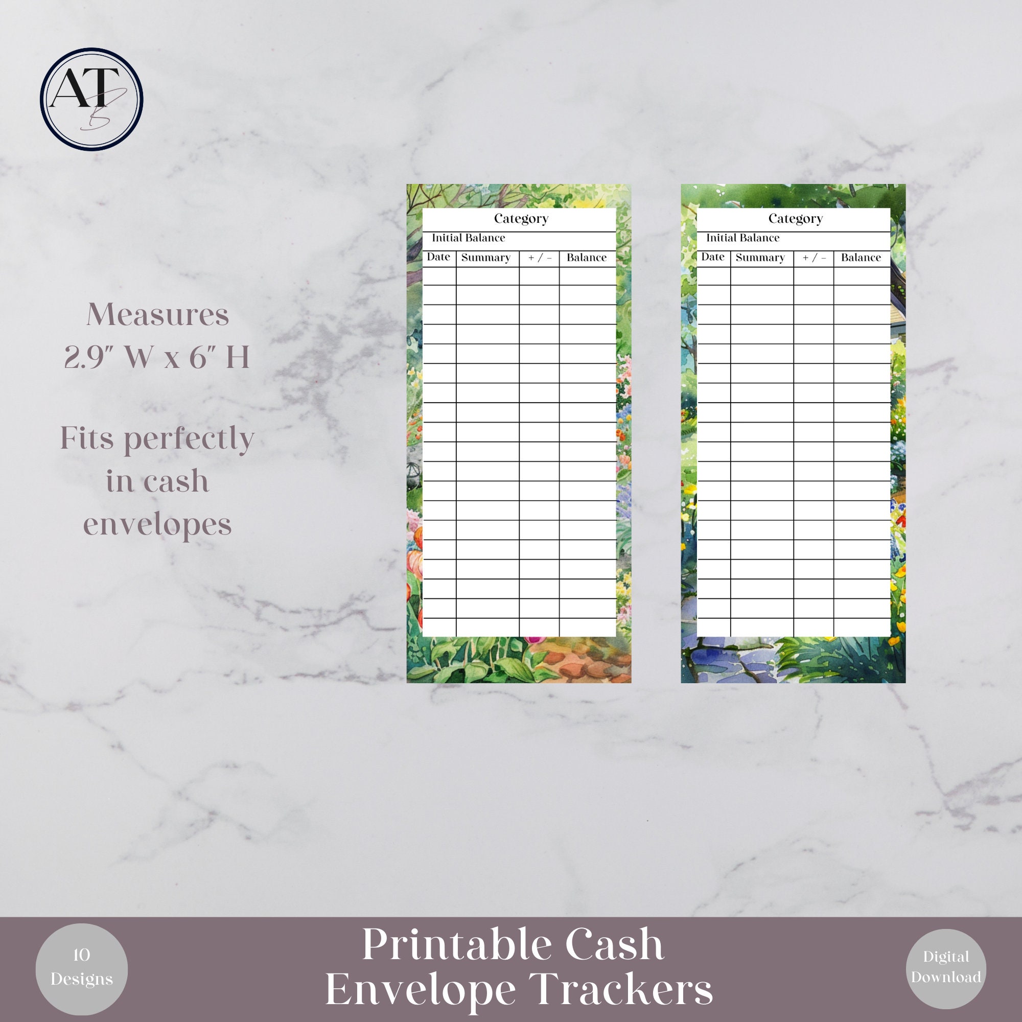 Printable Cash Envelope Trackers, Digital Download, Watercolor Spring ...