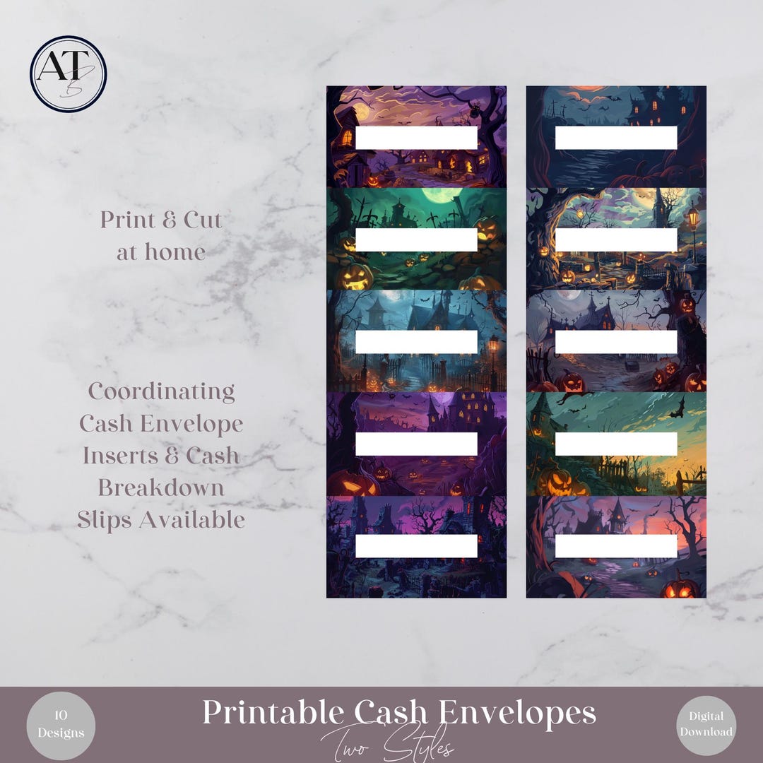 Printable Cash Envelopes, Digital Download, Halloween Illustrations ...