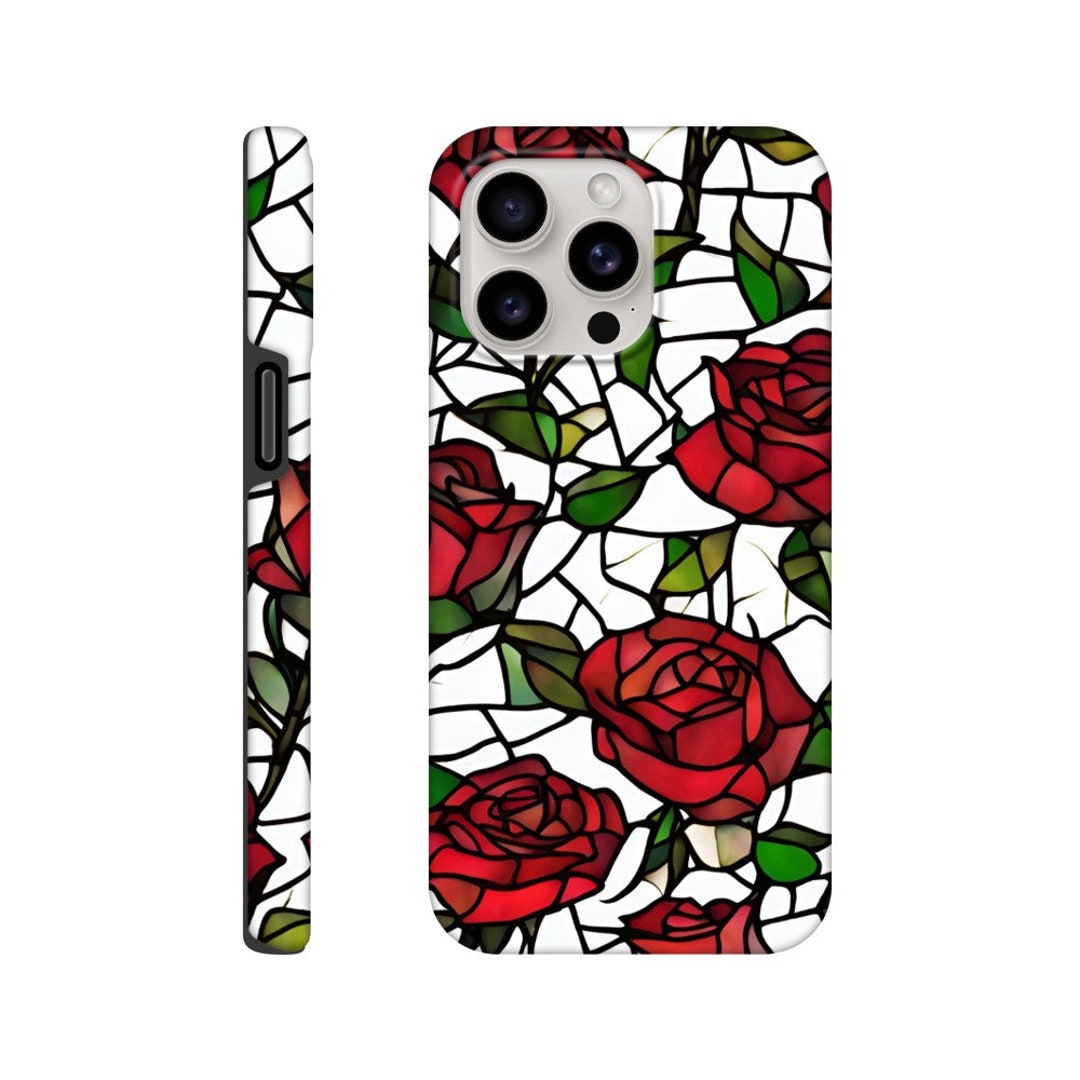 Stained Glass Phone Case, Roses Design Phone Case, Stained Glass iPhone ...