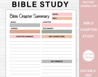 Bible Chapter Summary Template - Etsy