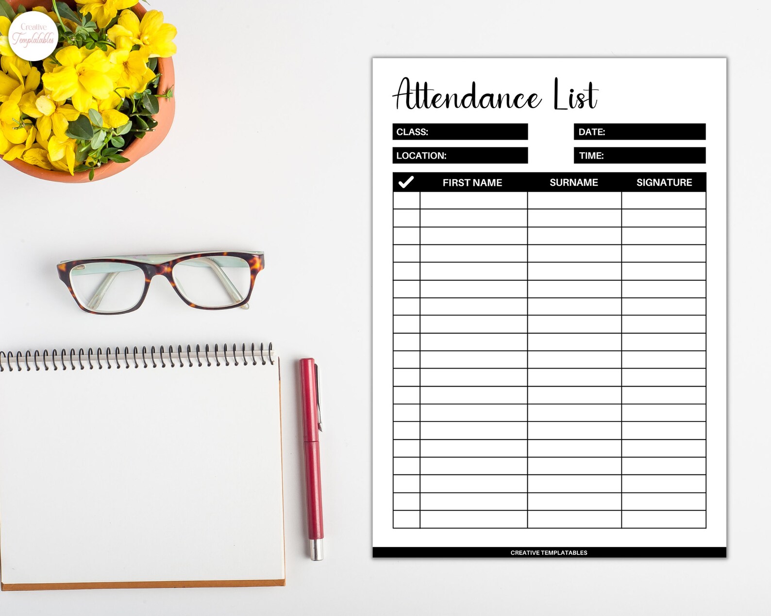 Attendance List Editable Minimalist Attendance Sheet - Etsy UK