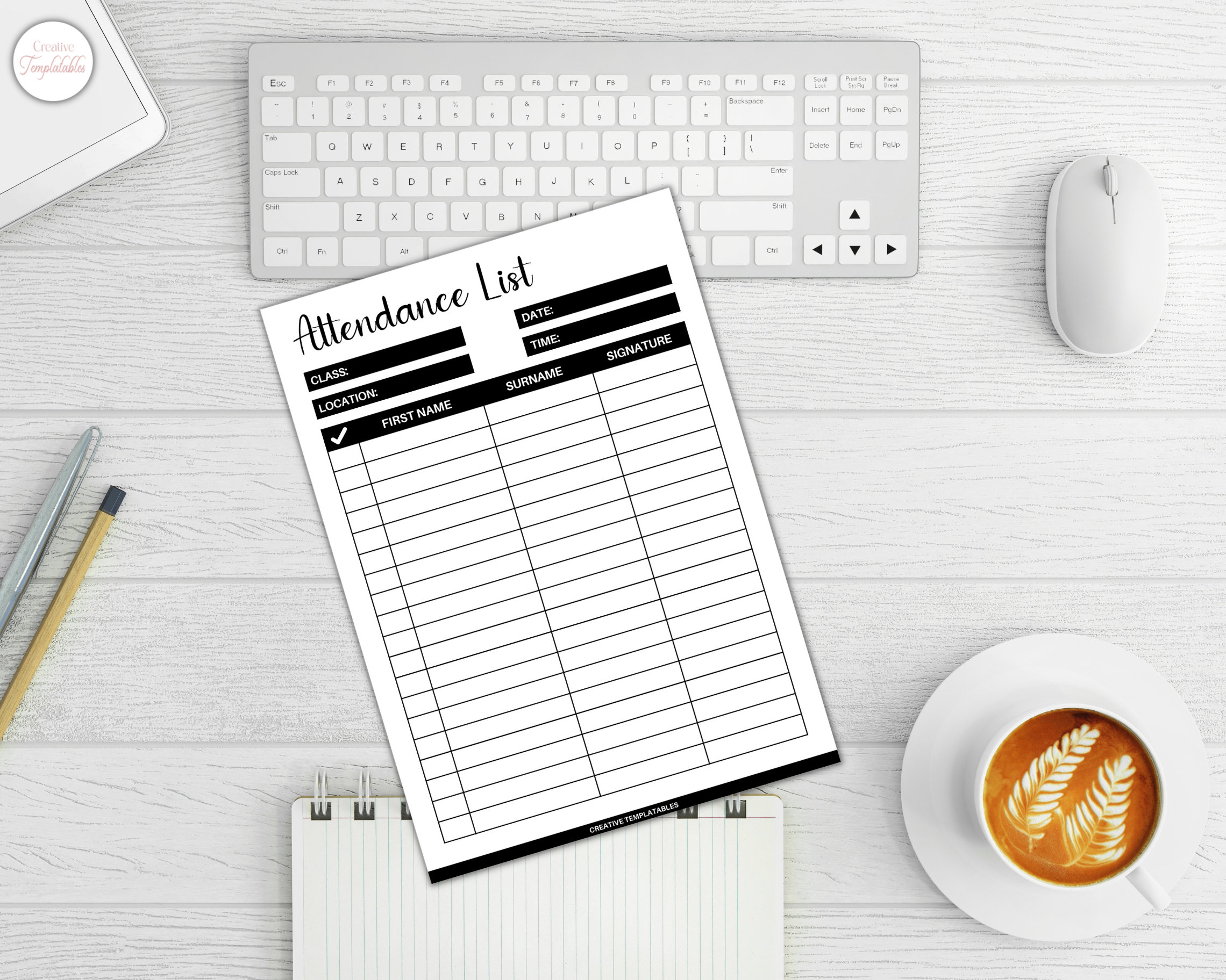 Attendance List Editable Minimalist Attendance Sheet - Etsy UK