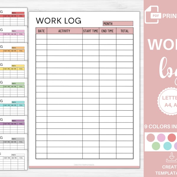 Work Log Tracker - Etsy