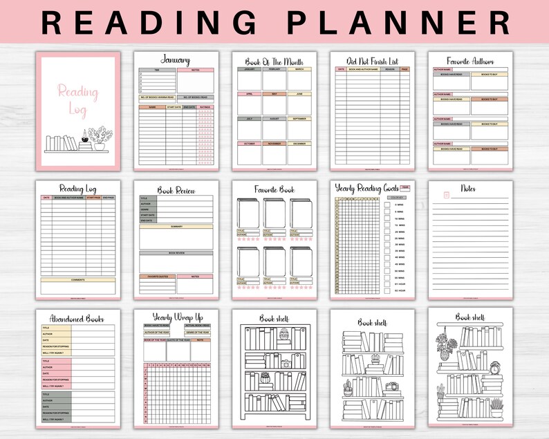Reading Tracker Printable Bookshelf Reading Log Book - Etsy