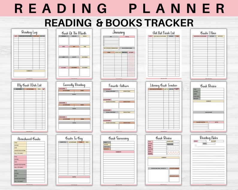 Reading Tracker Printable Bookshelf Reading Log Book - Etsy