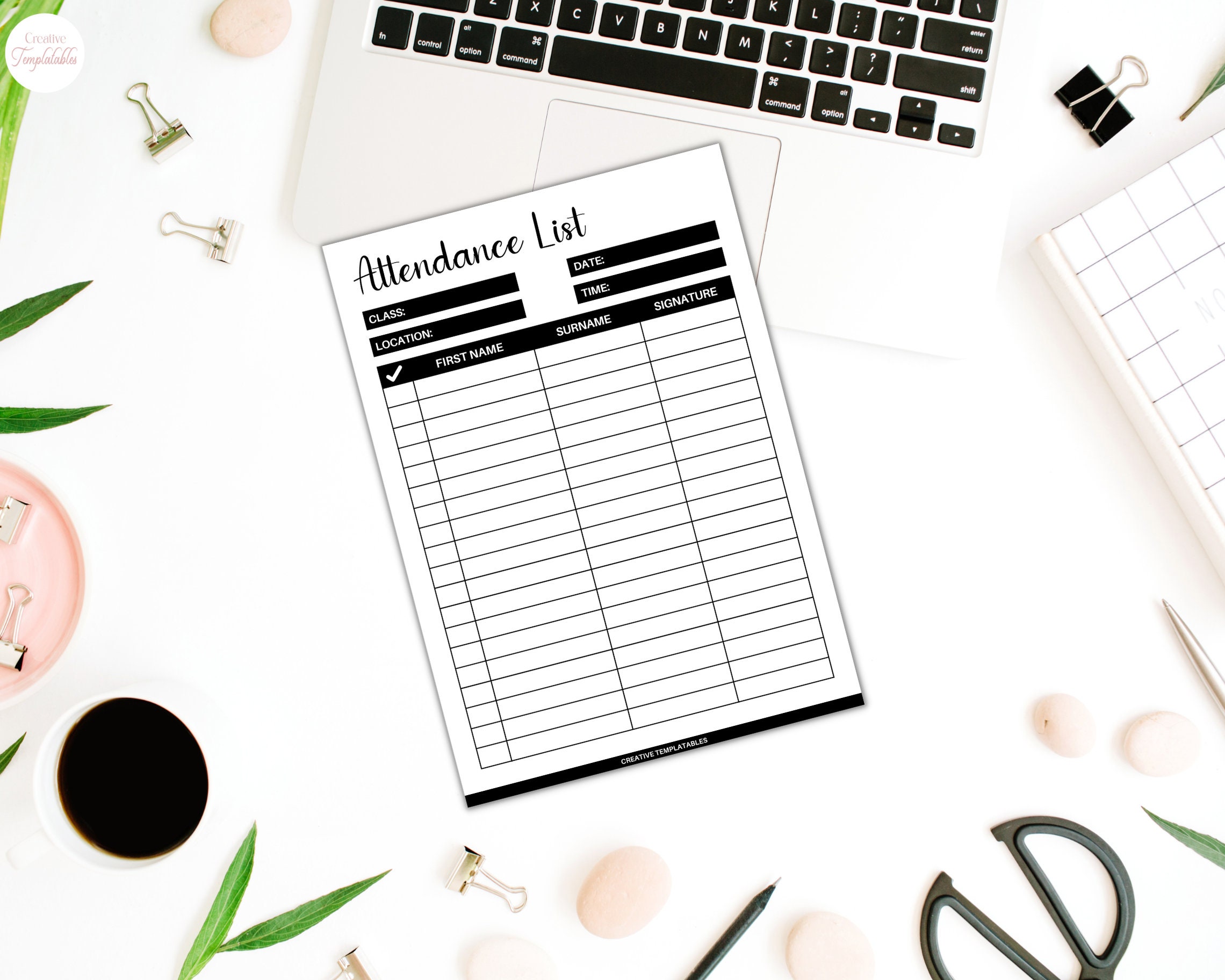 Attendance List Editable Minimalist Attendance Sheet - Etsy UK
