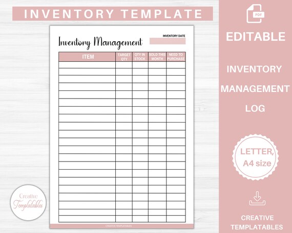 Inventory Management Form Editable Inventory Management Form - Etsy