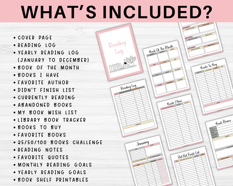 Reading Tracker Printable Bookshelf Reading Log Book - Etsy