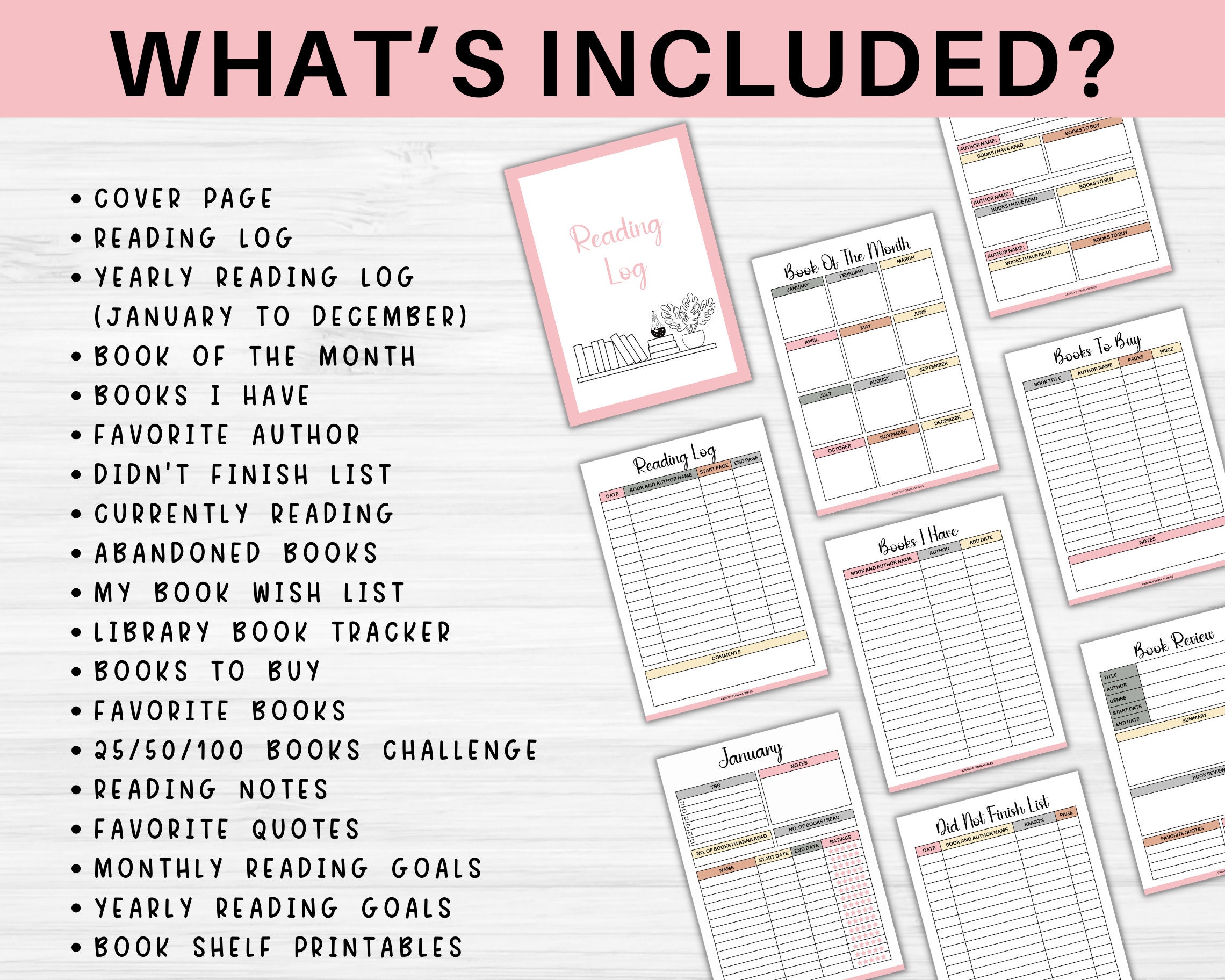 Reading Tracker Printable Bookshelf Reading Log Book - Etsy