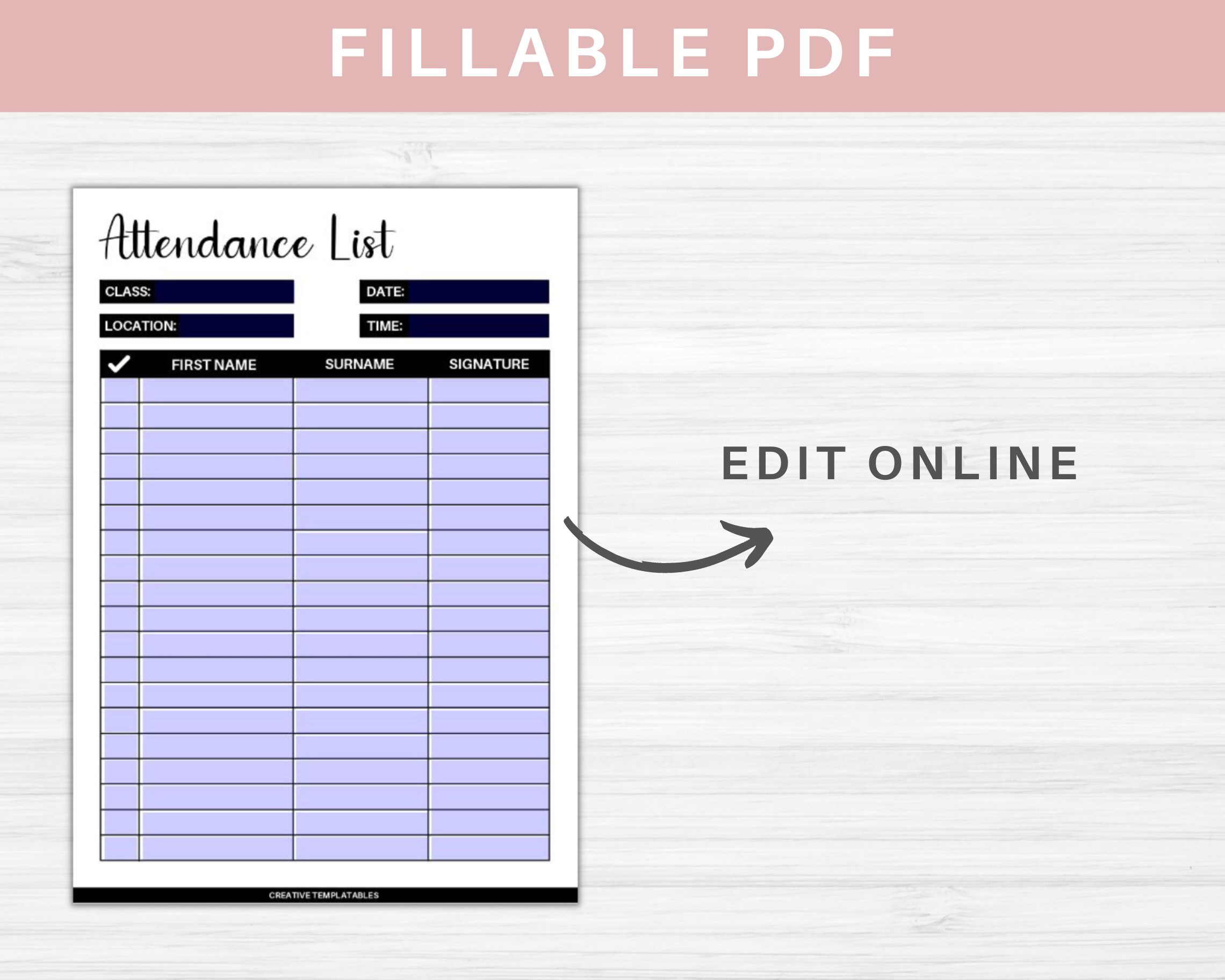 Attendance List Editable Minimalist Attendance Sheet - Etsy UK