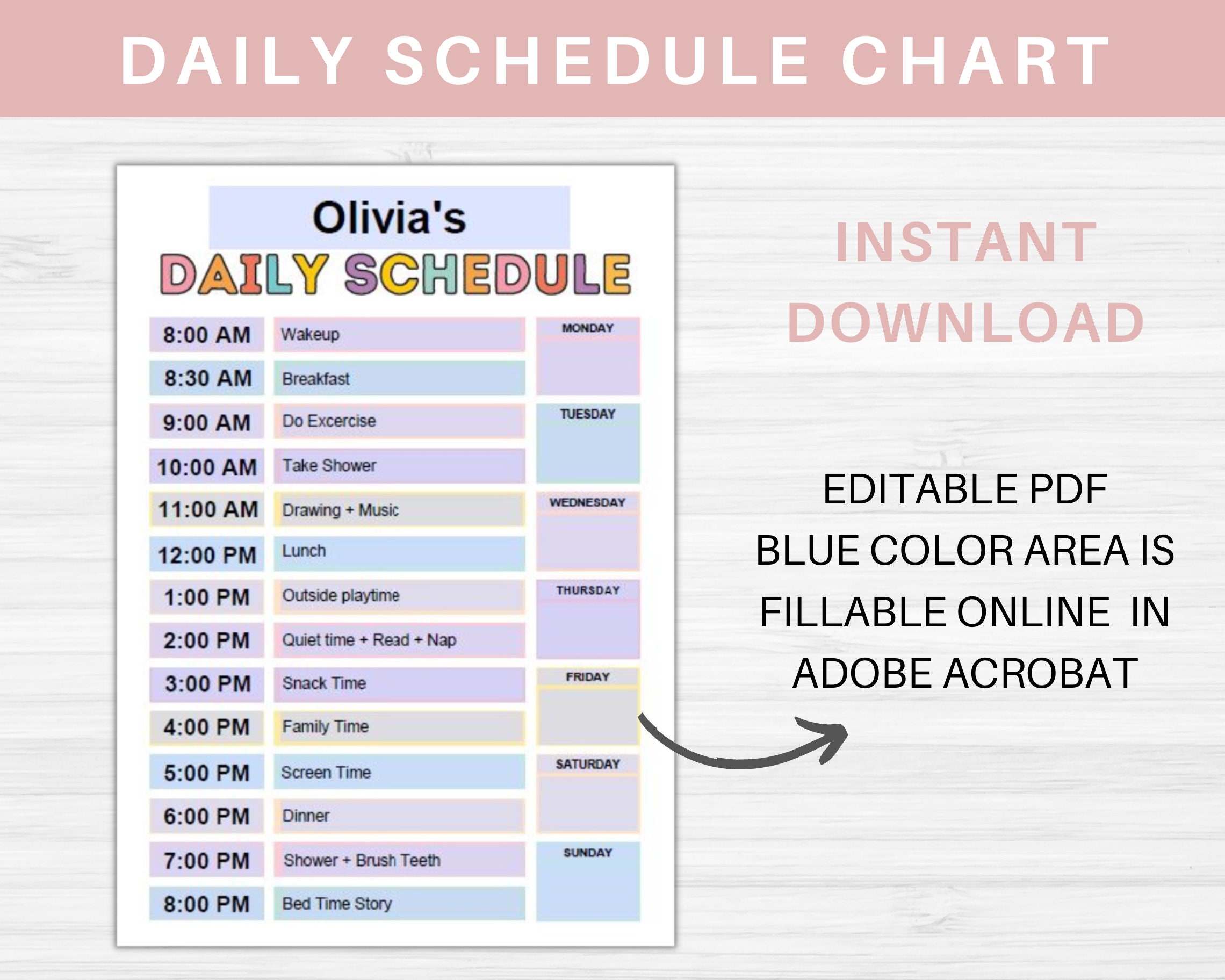 Daily Chore Chart Editable Daily Routine Responsibility - Etsy UK