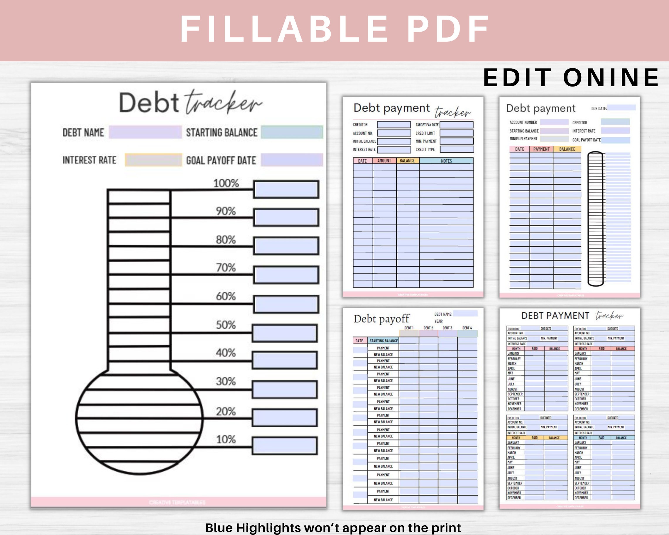 Debt Tracker Bundle Editable Debt Payoff Tracker Debt - Etsy UK