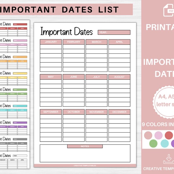 Important Dates - Etsy