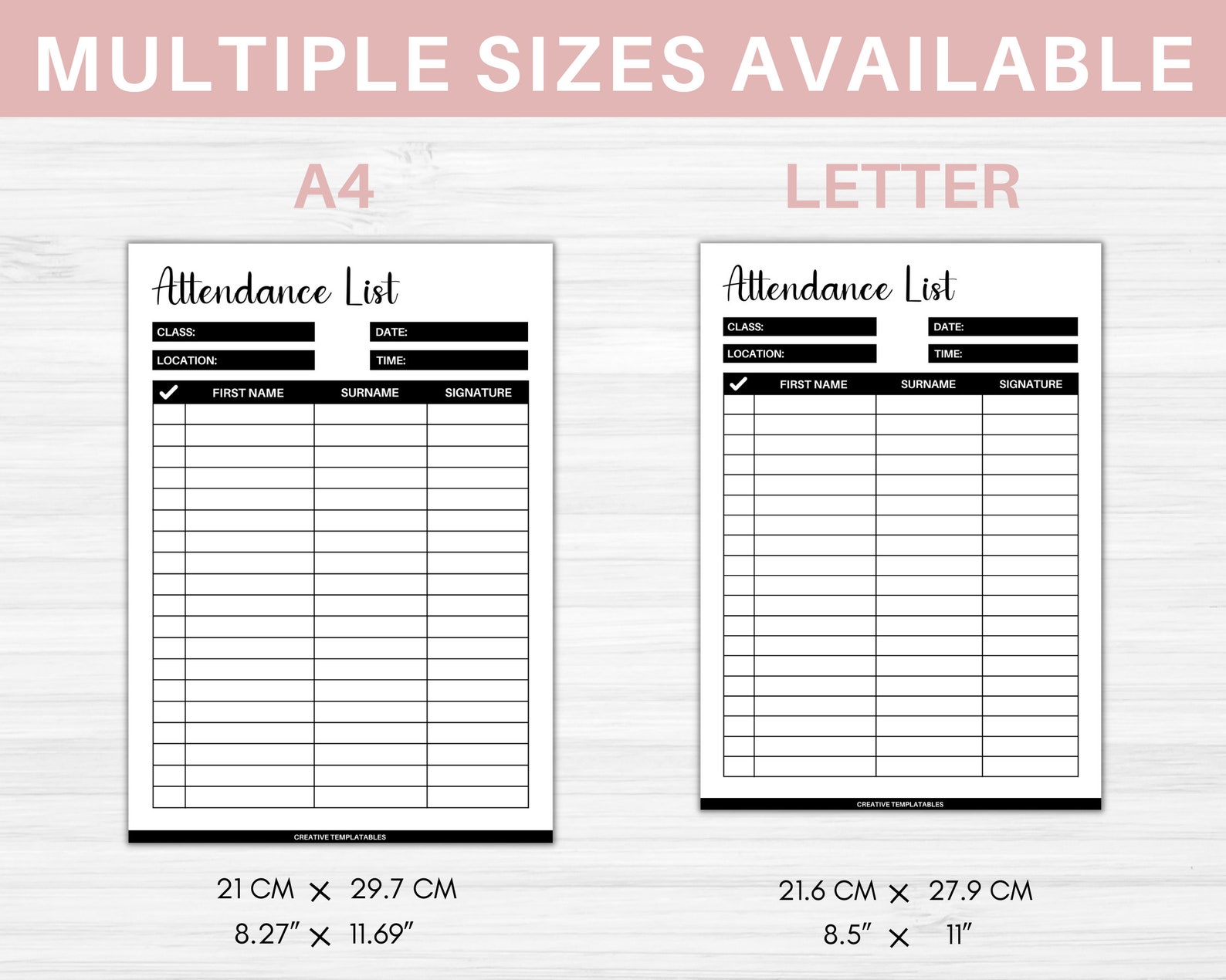 Attendance List Editable Minimalist Attendance Sheet - Etsy UK