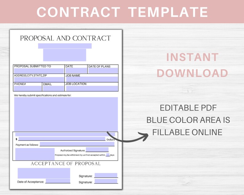 Contract Template Editable Contract and Proposal Template - Etsy