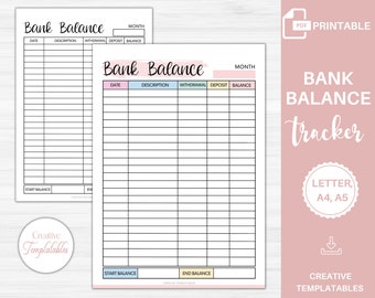 Bank Balance Tracker - Etsy