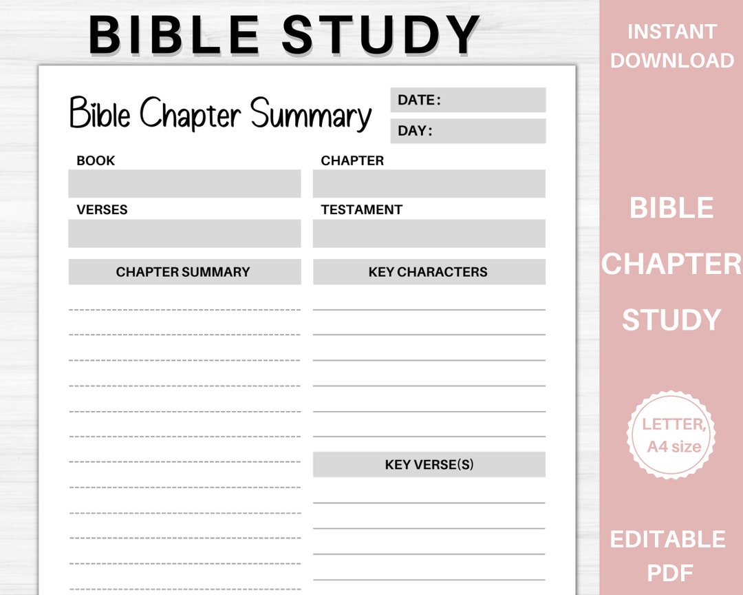Bible Chapter Summary Editable Bible Study Printable Bible - Etsy