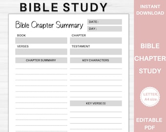 Bible Chapter Summary Template - Etsy
