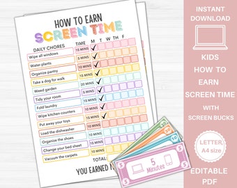 Screen Bucks Chart - Etsy
