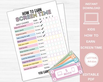 Screen Bucks Chart - Etsy