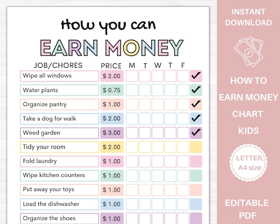 Chores For Money Chart (& Chore Pay Scales To Choose From!), 53% OFF