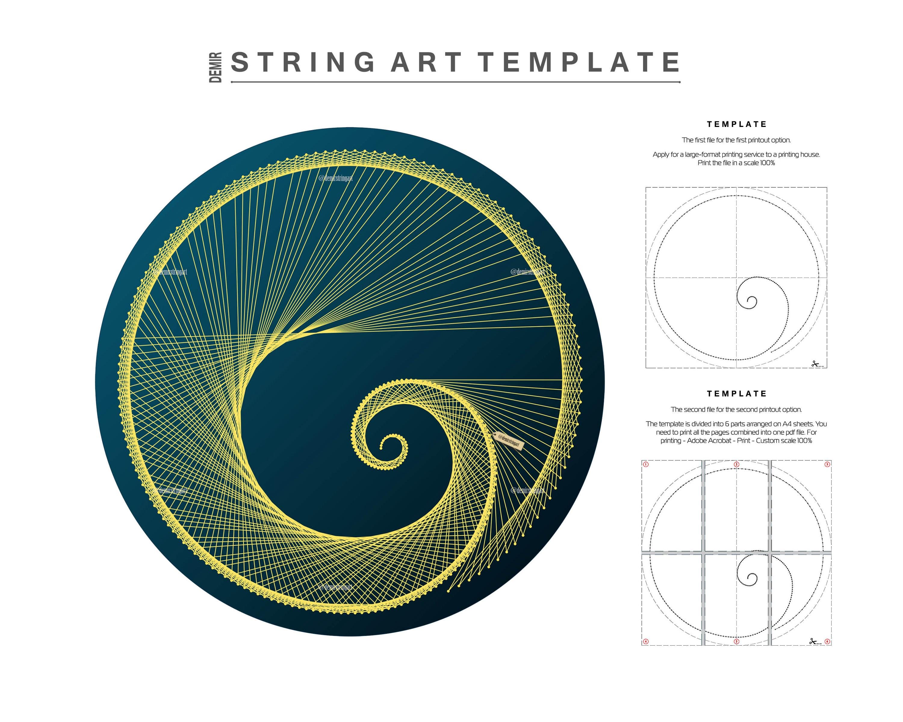 Fibonacci Spiral | String Art Template | Pattern | Outline | Stencils ...