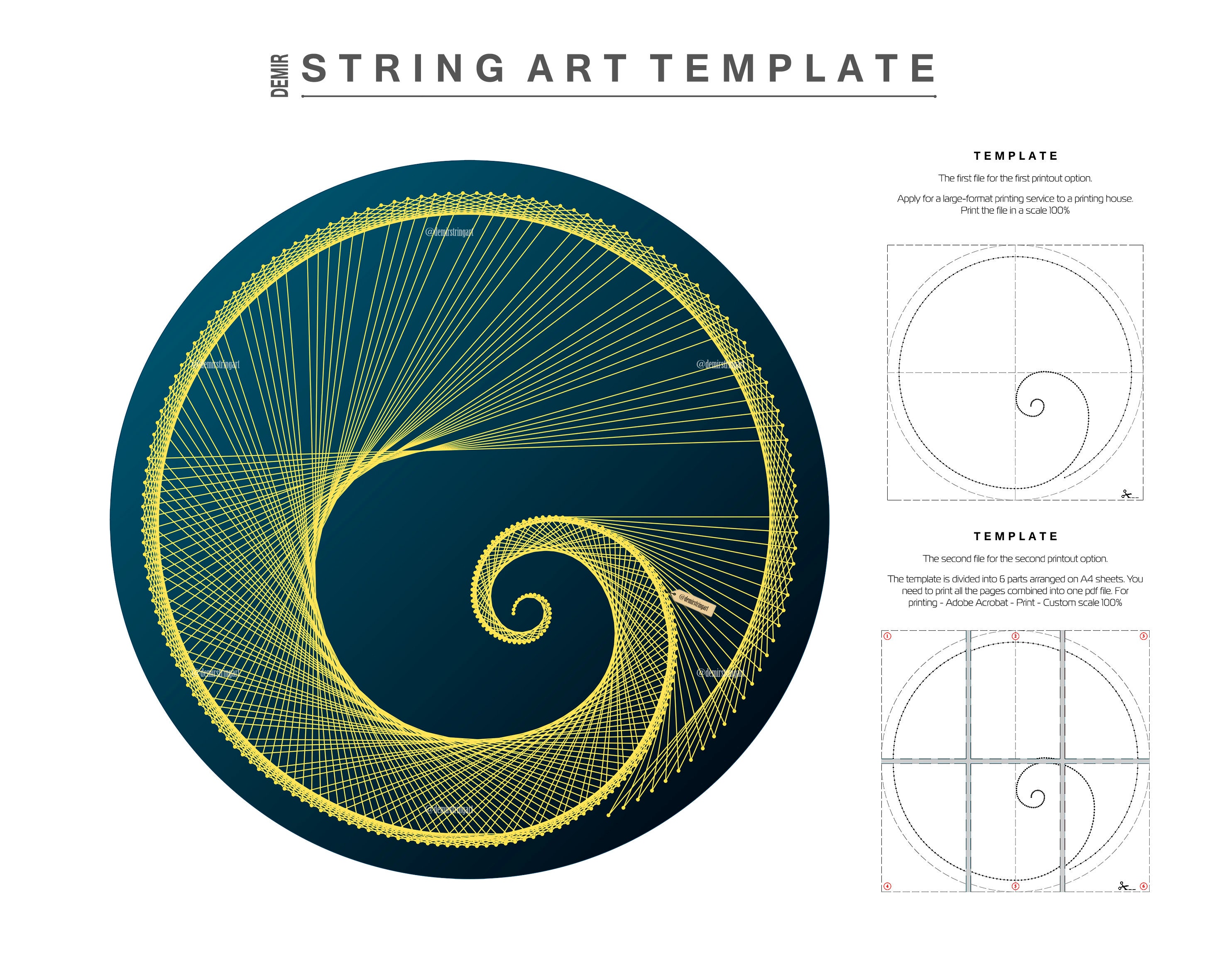 Fibonacci Spiral String Art Template Pattern Outline - Etsy