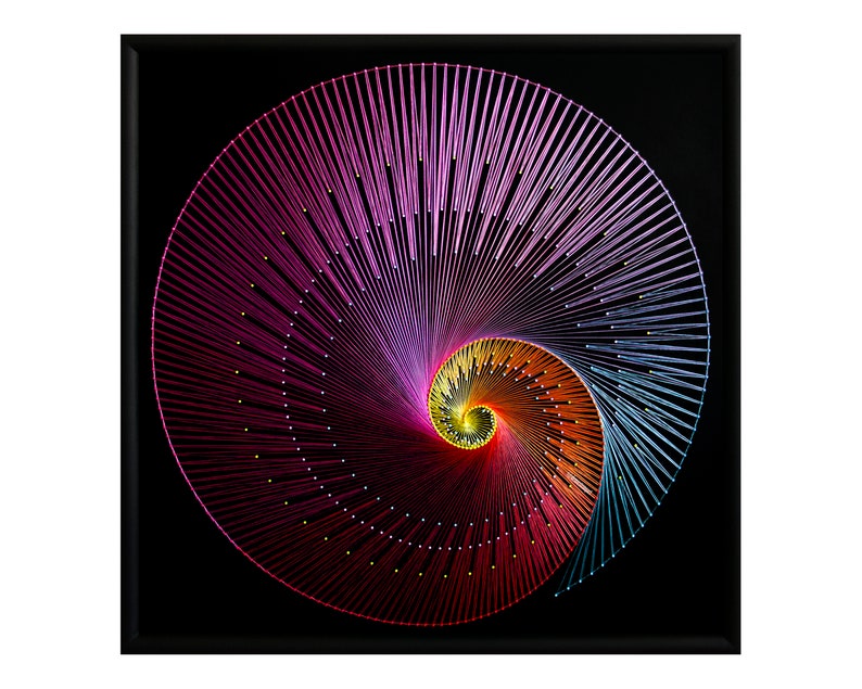 Fibonacci Spiral String Art Mandala | Geometry Artwork | Home, Office ...