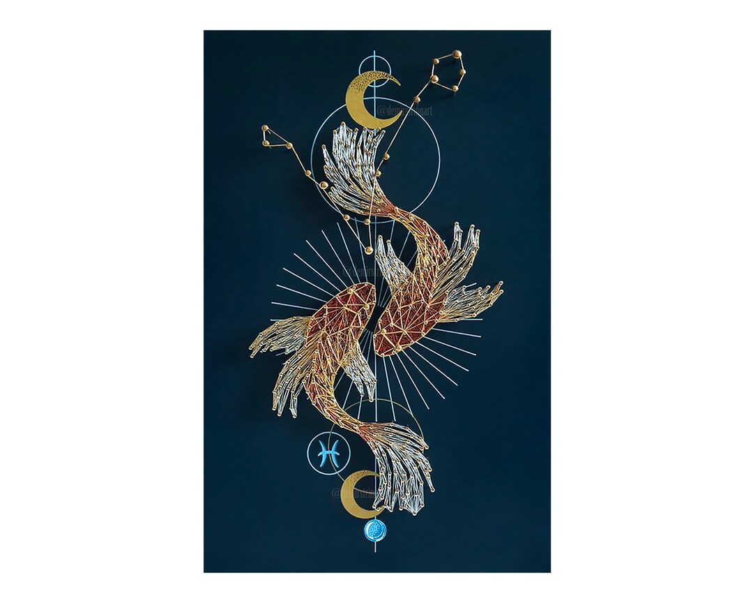 Pisces Zodiac Sign | String Art Decorative Panel | Elegant Abstract ...